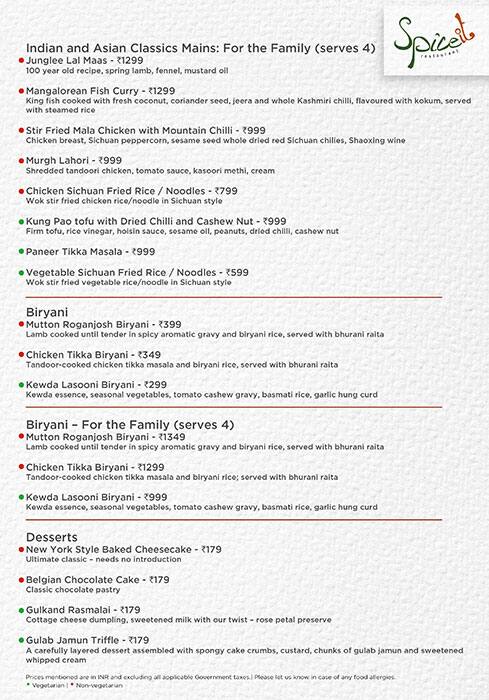 Menu at Spice It - Ibis Hotel, Bengaluru, ibis Bengaluru Outer Ring Road