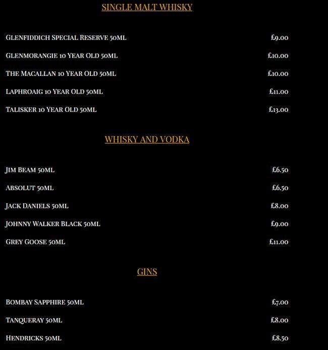 Menu at Rowley's Restaurant, London