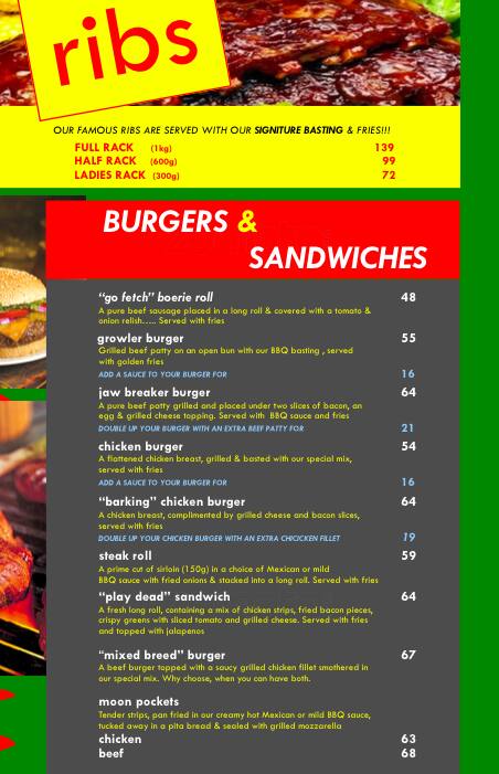 Menu at Big Dog Pub And Grill, Benoni
