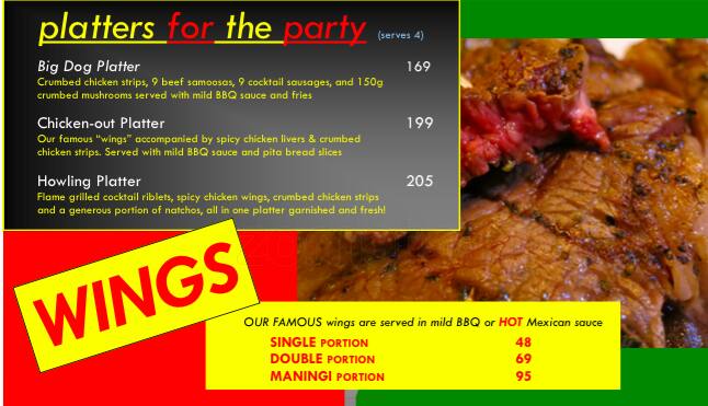 Menu at Big Dog Pub And Grill, Benoni