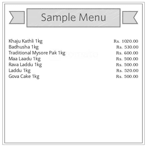 Menu of Suswaad Sweets & Savouries, Mandaveli, Chennai