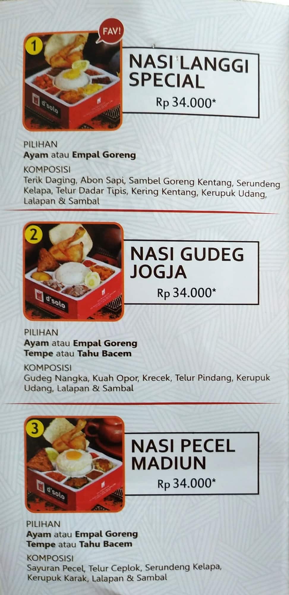 Menu at D'Solo Resto - Melawai restaurant, South Jakarta, Jl. Melawai ...