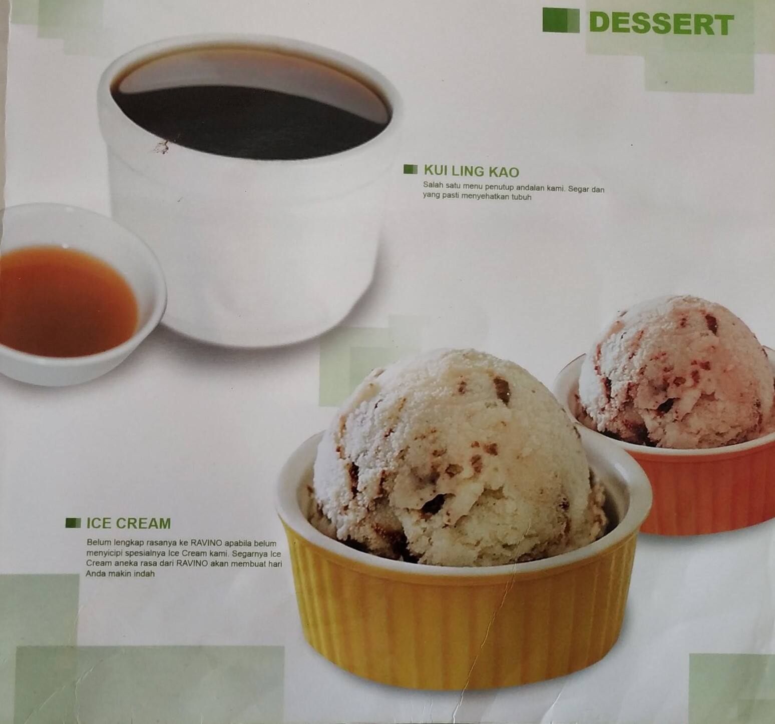 Menu at Ravino Goresto restaurant, West Jakarta