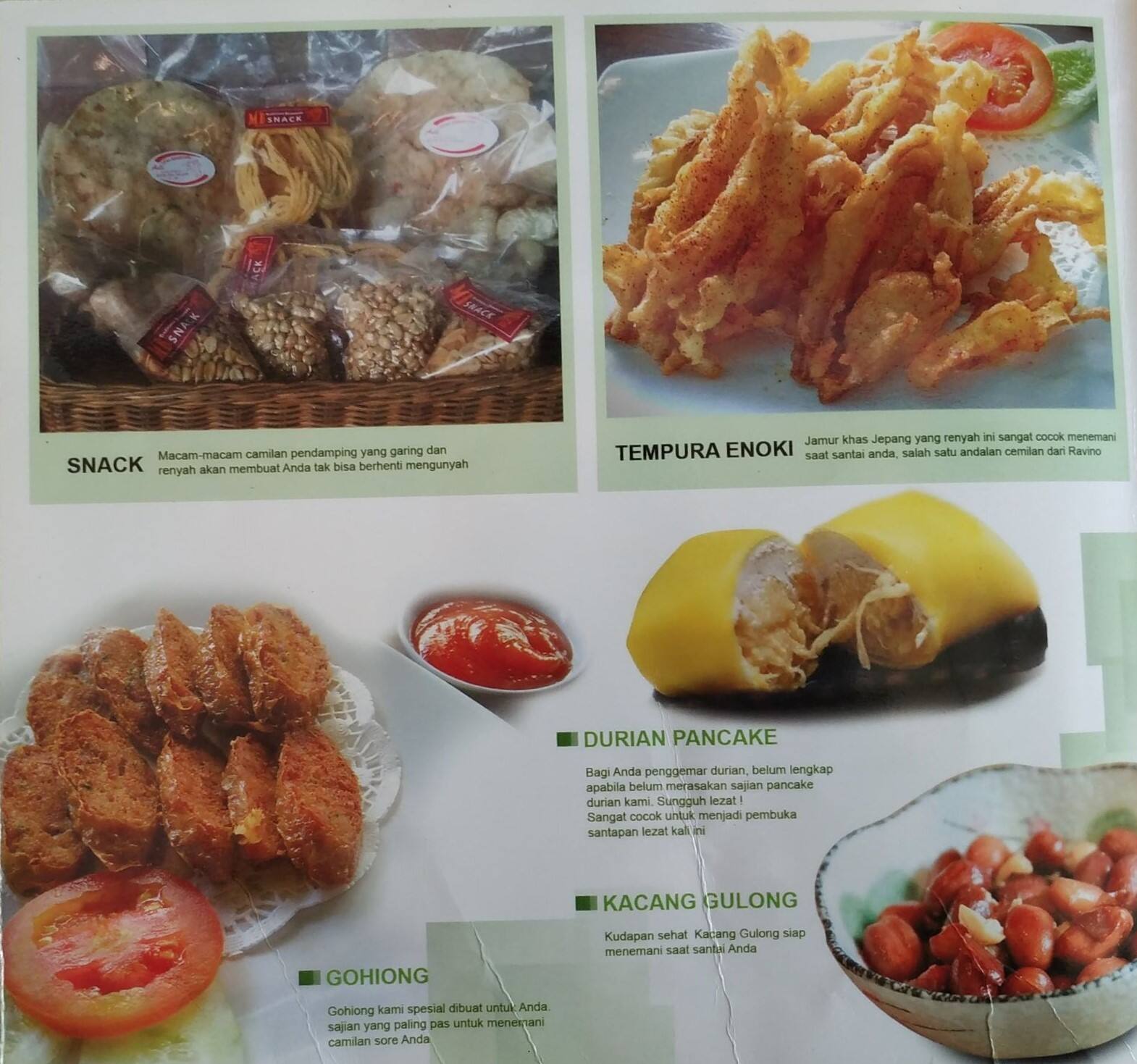Menu at Ravino Goresto restaurant, West Jakarta