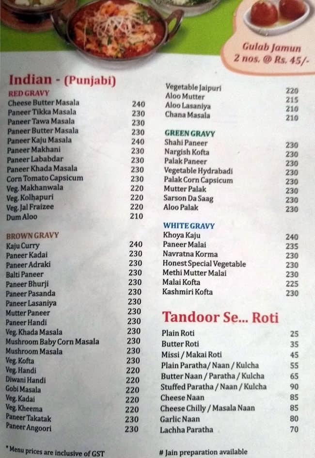 Menu at Honest Restaurant, Ahmedabad, Shop No. 45