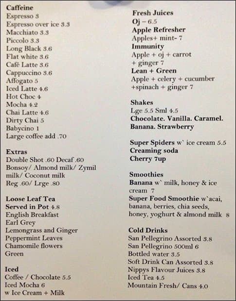 Menu at Corner Store Cafe, Dulwich