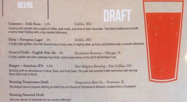 Menu at Bluestone restaurant, Evanston, Central St