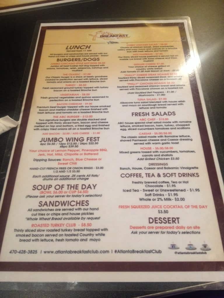 Atlanta Breakfast Club Menu, Menu for Atlanta Breakfast Club ...