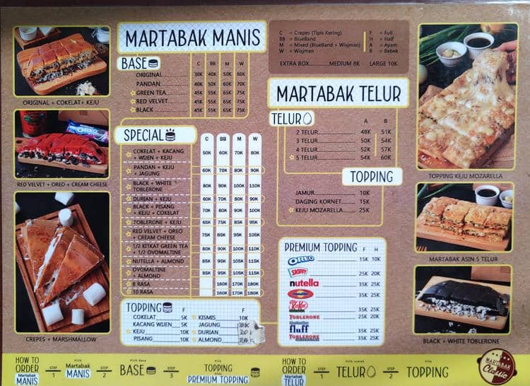 Menu at Martabak Classic restaurant, Cileungsi, Kota wisata