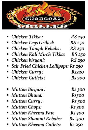 Menu of Charcoal Grilled, Naupada, Thane West, Thane