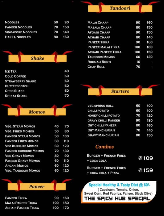 Menu of The Spicy Hub, Sector 93, Noida