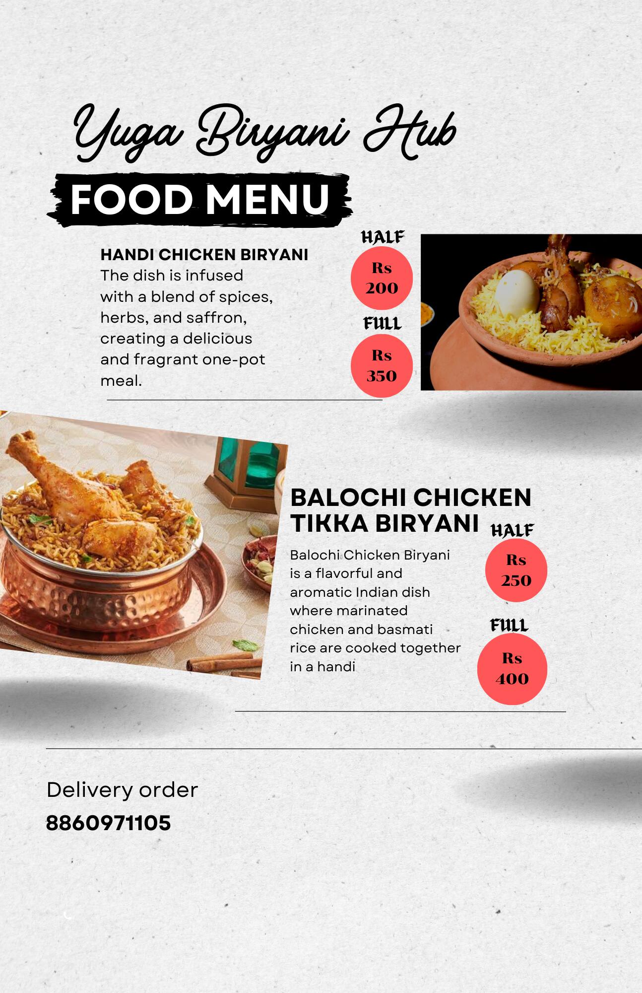 Menu of Yuga Biryani Hub, Pitampura, New Delhi