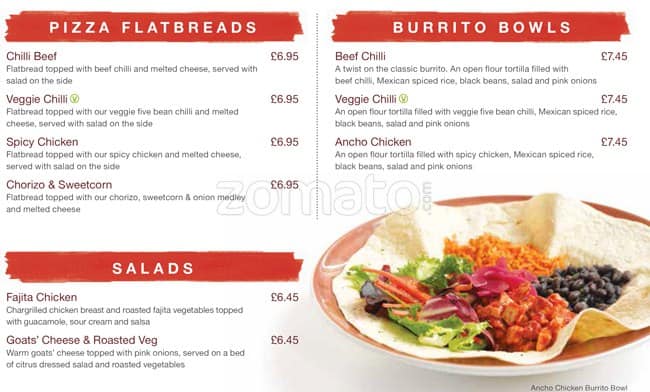 Menu at Chiquito restaurant, Birmingham, Hagley Rd W