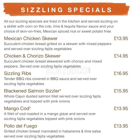 Menu at Chiquito restaurant, Birmingham, Hagley Rd W