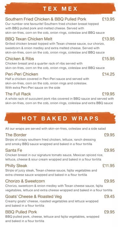 Menu at Chiquito restaurant, Birmingham, Hagley Rd W