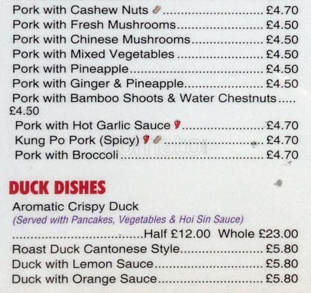 Menu at Hing Tai fast food, Edinburgh