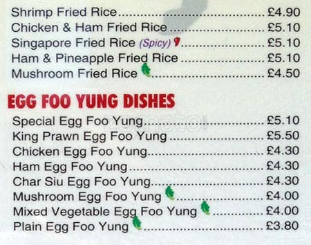 Menu at Hing Tai fast food, Edinburgh