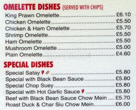 Menu at Hing Tai fast food, Edinburgh