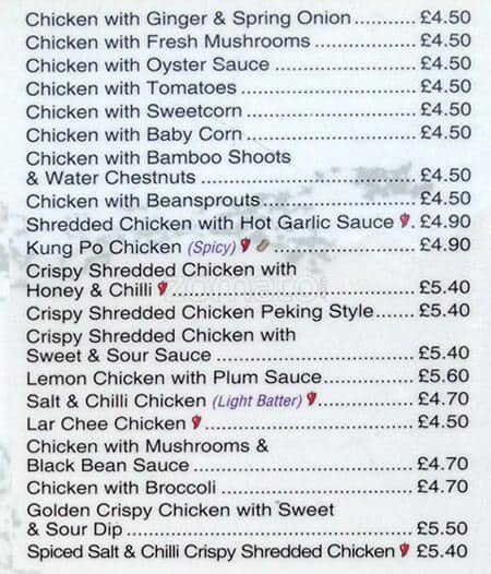 Menu at Hing Tai fast food, Edinburgh