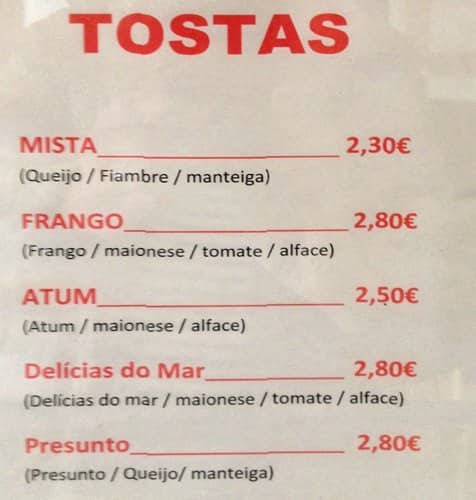 Menu at Café Bom Dia, Sintra, r 604