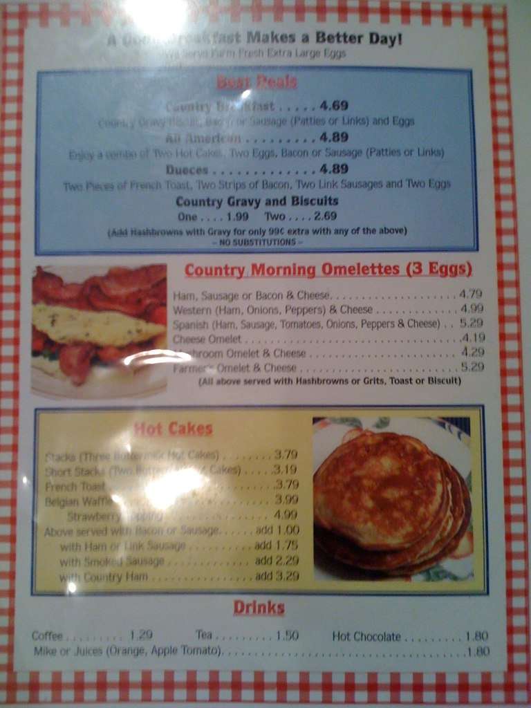 Menu at Johnny K's Restaurant, Indian Trail