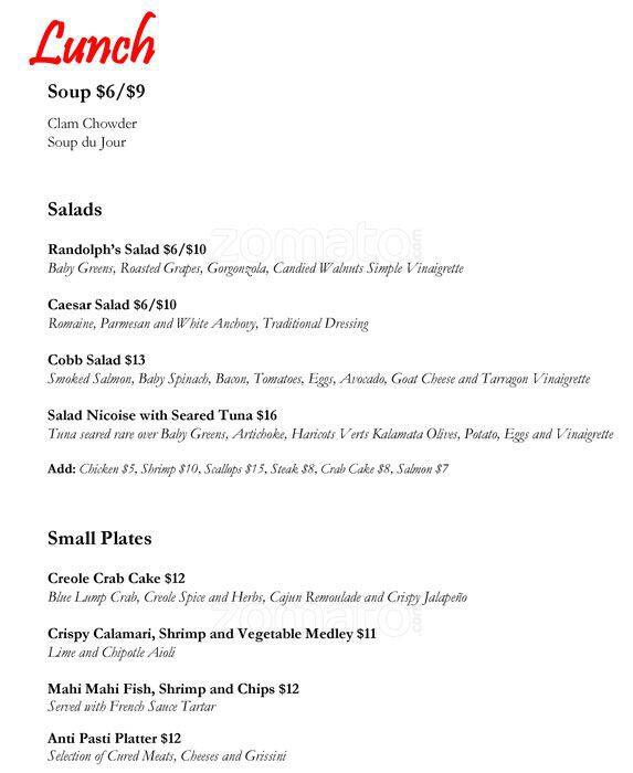 Menu at Warwick Denver pub & bar, Denver