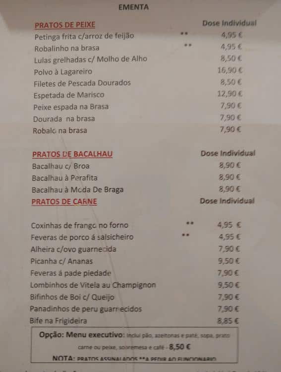 Menu at Lusomassa - Perafita restaurant, Perafita