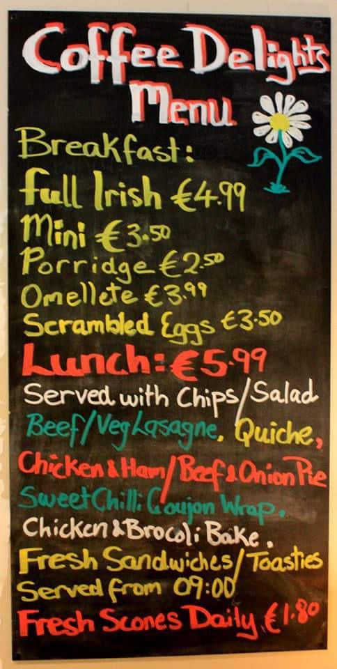 Menu at Coffee Delights cafe, Bray, Industrial Development Agency ...