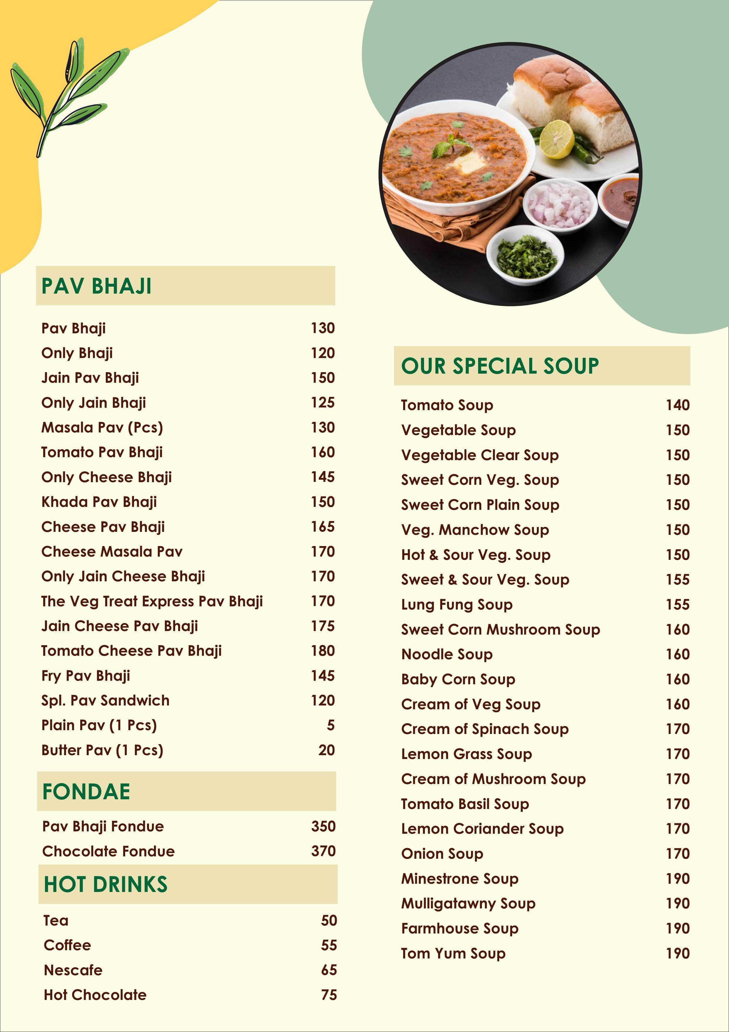 Menu of The Veg Treat Express Borivali West Mumbai