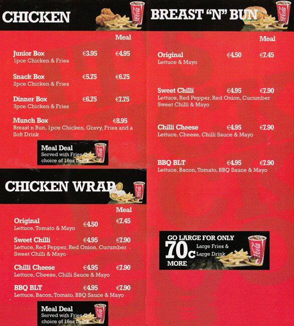 Menu at Graces Famous Fried Chicken fast food, Dublin