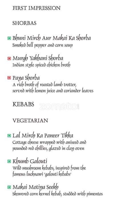 Firdaus - Taj Krishna Menu, Menu for Firdaus - Taj Krishna, Banjara ...
