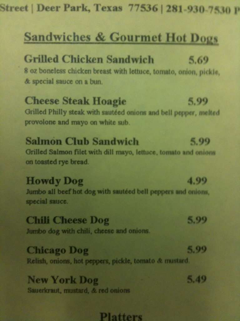 Howdy Burger Menu, Menu for Howdy Burger, Deer Park, Houston ...