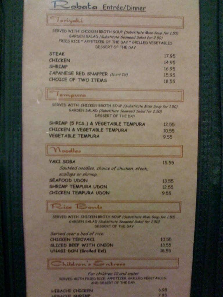 Menu at Hamada Japanese Grill & Sushi restaurant, Kennesaw