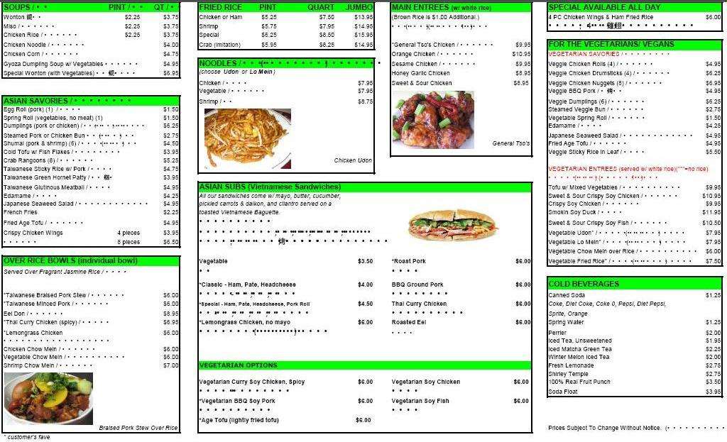 Menu at Shing Wang restaurant, North Miami Beach