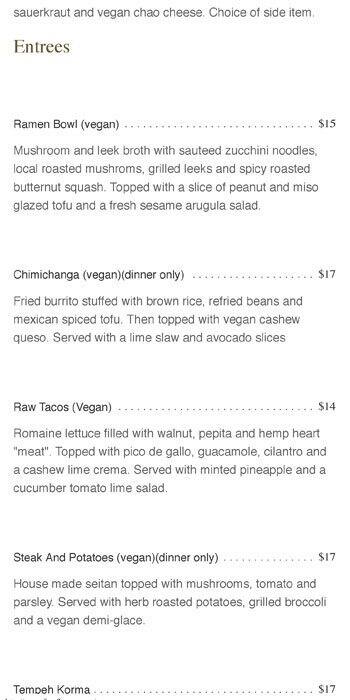 Menu at Fern, Flavors from the Garden restaurant, Charlotte, East Blvd ...