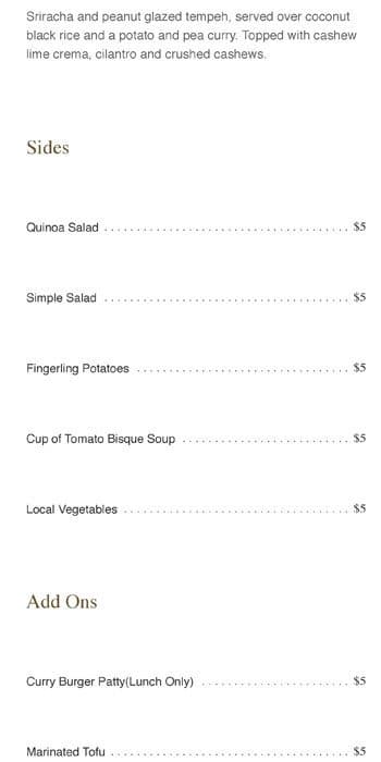 Menu at Fern, Flavors from the Garden restaurant, Charlotte, East Blvd ...