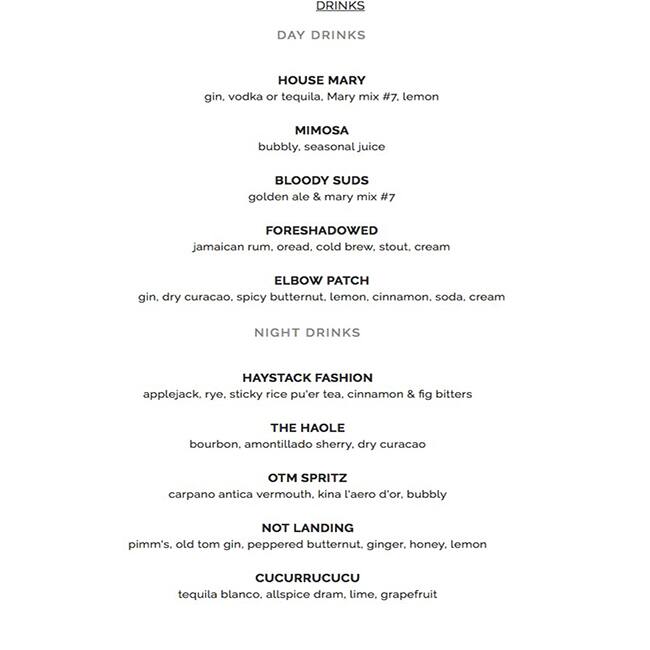 Carta del pub y bar Rye, Salt Lake City