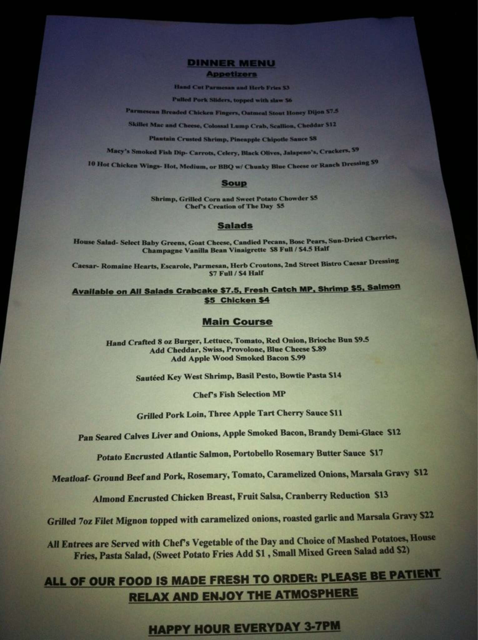 Menu at 2nd Street Bistro pub & bar, Fort Pierce