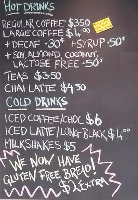 Menu at Bluetrain cafe, Southbank, 3 Southgate Av