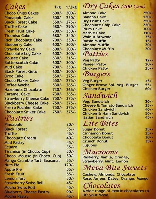 Cocoa & Cakes Menu, Menu for Cocoa & Cakes, Gurgaon - Zomato