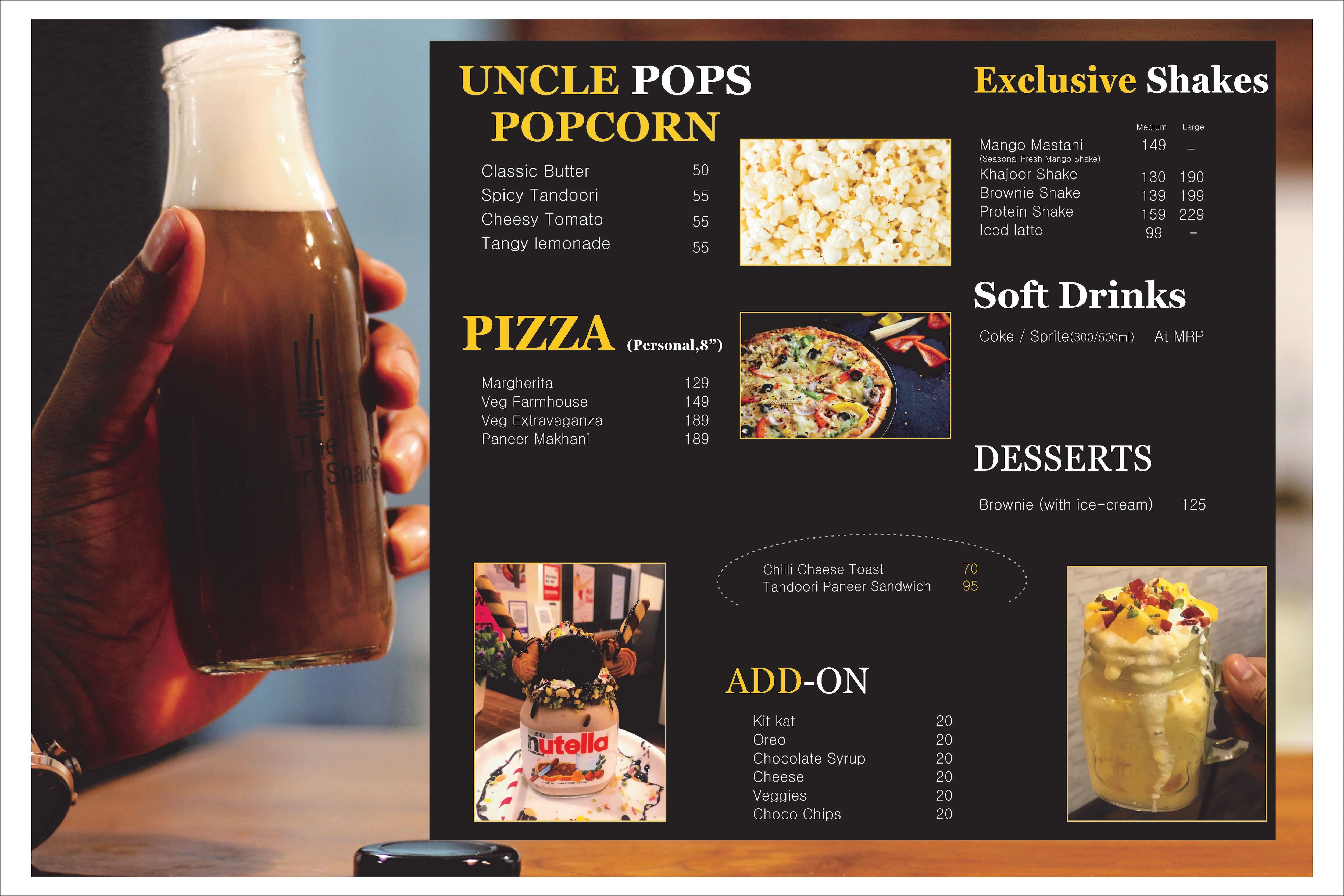 Menu at London Shakes & Café, Lucknow