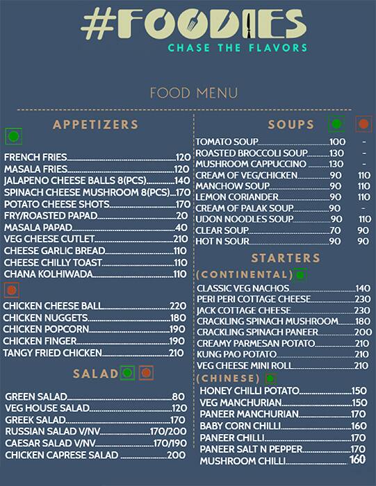 Menu of Foodies, Kamothe, Navi Mumbai