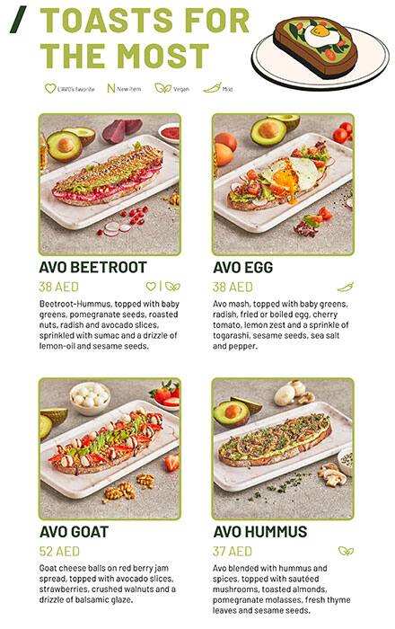 Menu at L'AVO restaurant, Dubai