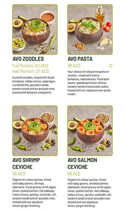 Menu at L'AVO restaurant, Dubai