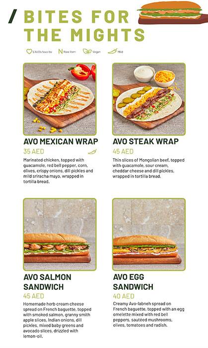 Menu at L'AVO restaurant, Dubai