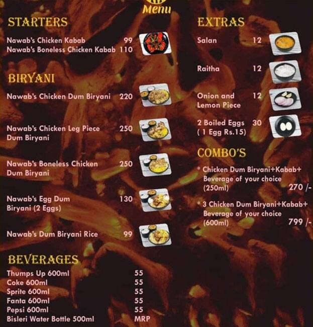Menu of Hyderabad Nawabs, Bommasandra, Bangalore