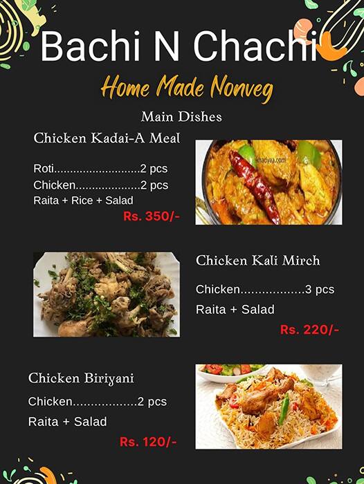 Menu of Bachi N Chachi, Aashiana, Lucknow