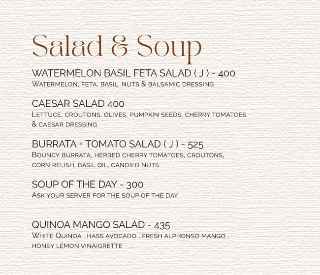 Menu of Shy, Chembur, Mumbai