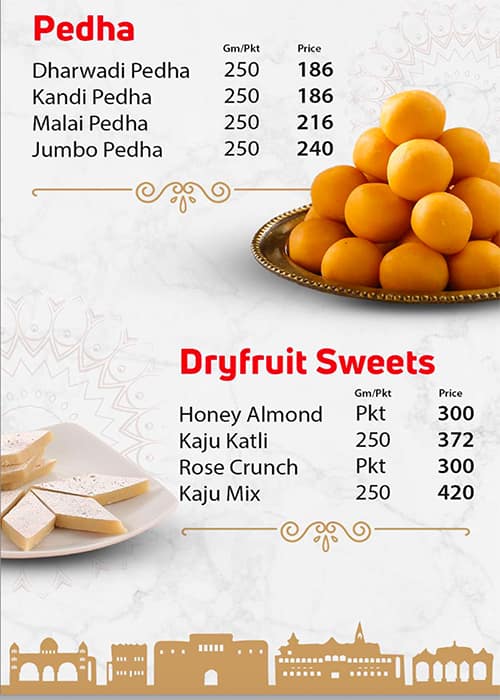 Menu of Joshi Sweets, Parvati, Pune