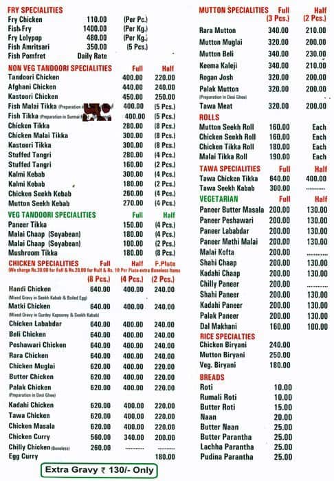 Chawla's Menu, Menu for Chawla's, Preet Vihar, New Delhi - Zomato